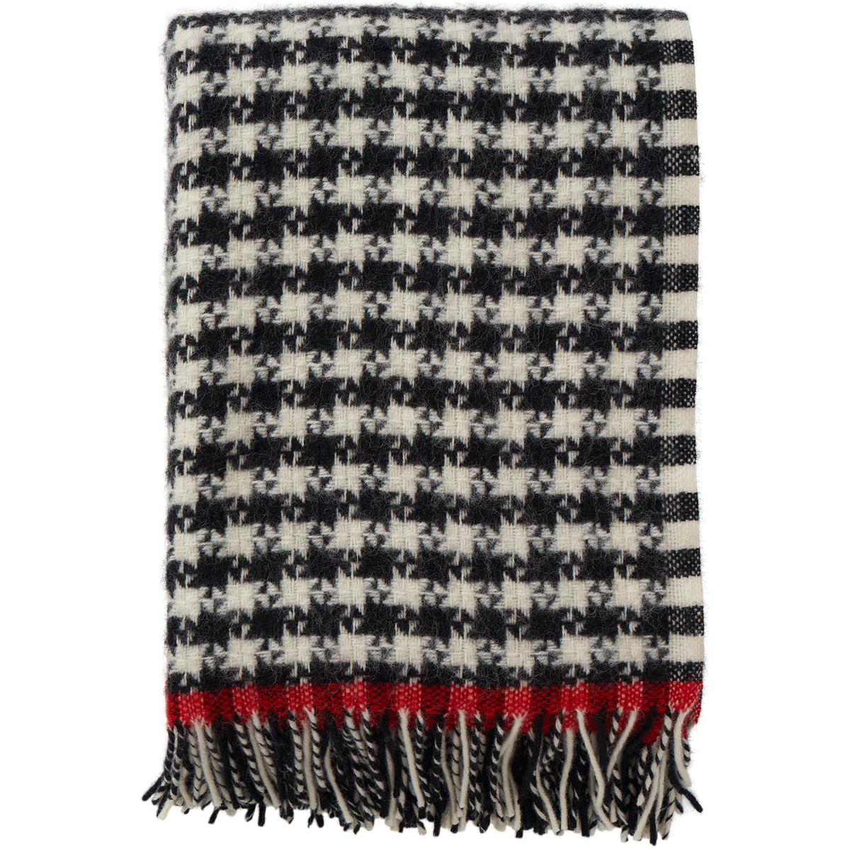 Dogtooth Black/Red 130x200cm Eco Lambswool Throw — Northlight Homestore